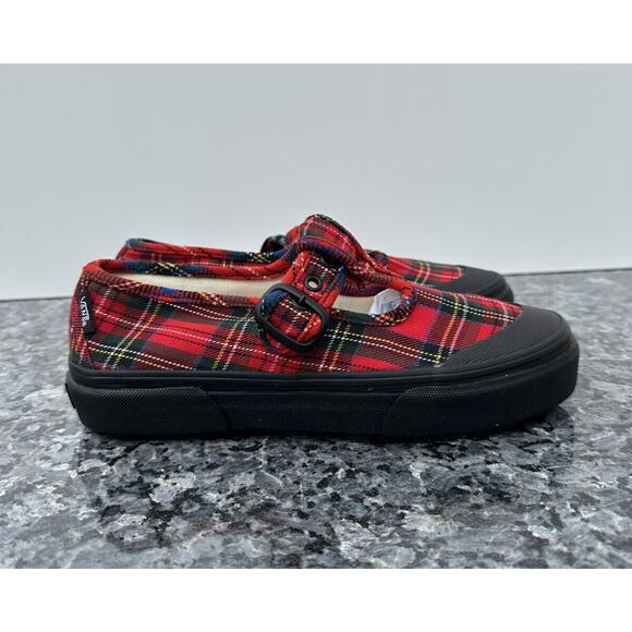 Vans | Shoes | Vans Red Tartan Plaid Onebuckle Mary Jane Womens Size 65 ...